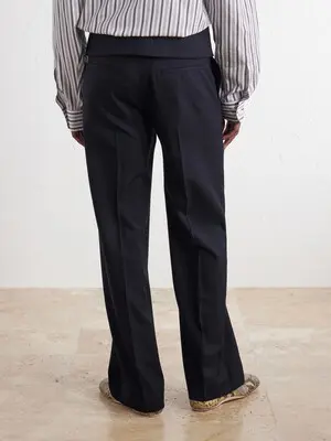 Dries Van Noten Flared Belted Wool-twill Trousers - Black