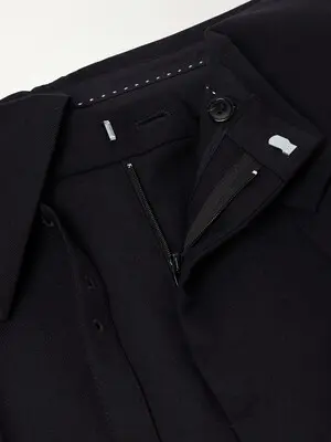 Dries Van Noten Flared Belted Wool-twill Trousers - Black