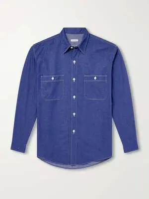 KAPTAIN SUNSHINE Work Suvin Cotton And Hemp-blend Shirt - Blue