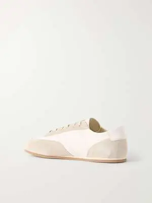 COMMON PROJECTS Minimal Runner Suede-trimmed Leather Sneakers