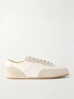 COMMON PROJECTS Minimal Runner Suede-trimmed Leather Sneakers - White