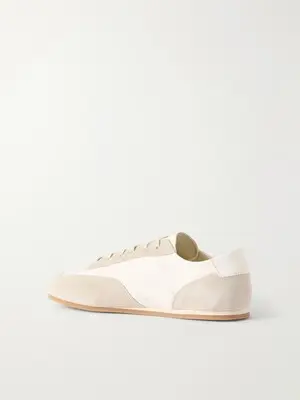 COMMON PROJECTS Minimal Runner Suede-trimmed Leather Sneakers - White