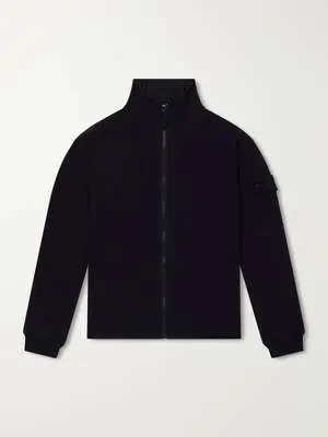 Stone Island Ghost Cotton-blend Jersey Zip-up Sweatshirt - Black
