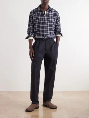 Rag & Bone Wide-leg Pleated Stretch Cotton-twill Trousers