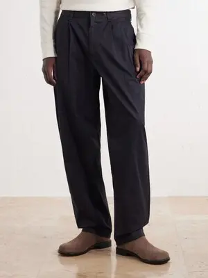 Rag & Bone Wide-leg Pleated Stretch Cotton-twill Trousers