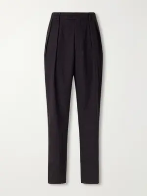 KAPTAIN SUNSHINE Straight-leg Pleated Wool Trousers - Brown
