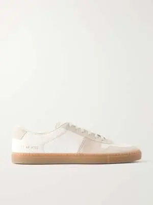 COMMON PROJECTS Bball Duo Suede-trimmed Leather Sneakers - White