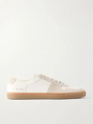 COMMON PROJECTS COMMON PROJECTS Bball Duo Suede-Trimmed Leather Sneakers White