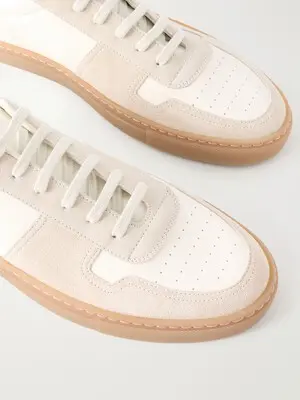 COMMON PROJECTS Bball Duo Suede-trimmed Leather Sneakers - White