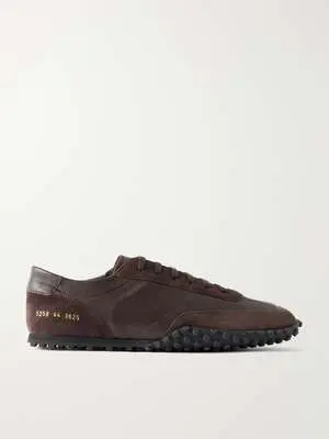 COMMON PROJECTS Suede-trimmed Leather Sneakers - Dark Brown
