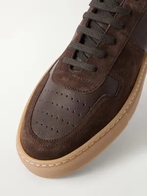 COMMON PROJECTS Bball Duo Suede-trimmed Leather Sneakers - Brown