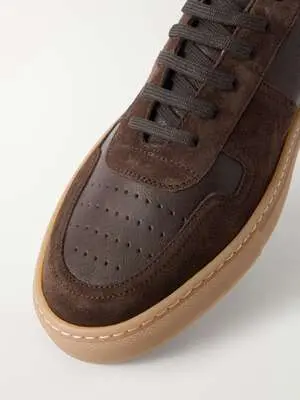 COMMON PROJECTS Bball Duo Suede-trimmed Leather Sneakers