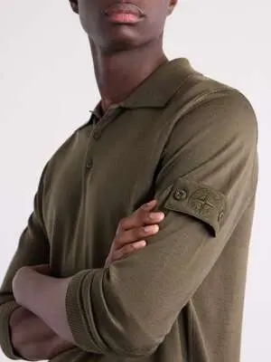 Stone Island Ghost Virgin Wool Polo Shirt - Green