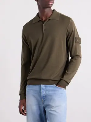 Stone Island Ghost Virgin Wool Polo Shirt - Green