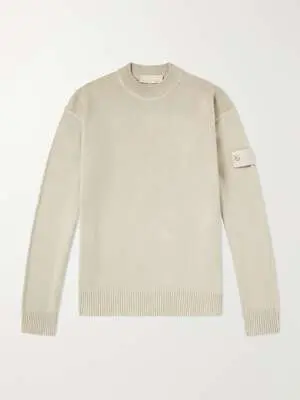 Stone Island Ghost Logo-appliquéd Cotton And Cashmere-blend Sweater - Beige