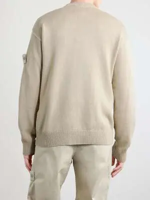 Stone Island Ghost Logo-appliquéd Cotton And Cashmere-blend Sweater