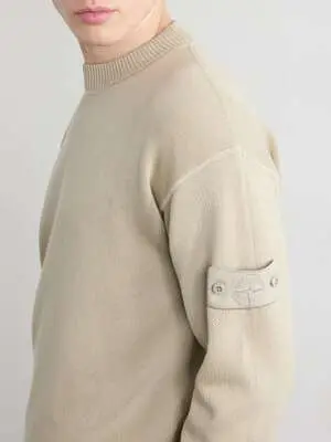 Stone Island Ghost Logo-appliquéd Cotton And Cashmere-blend Sweater