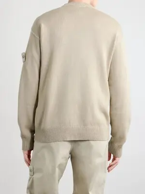 Stone Island Ghost Logo-appliquéd Cotton And Cashmere-blend Sweater - Neutrals