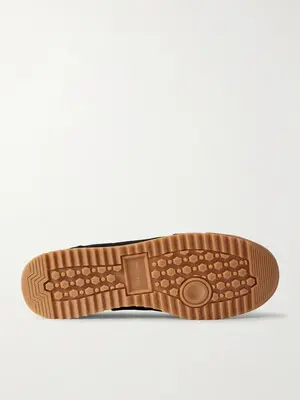 Kiton Logo-embroidered Suede-trimmed Stretch-knit Sneakers