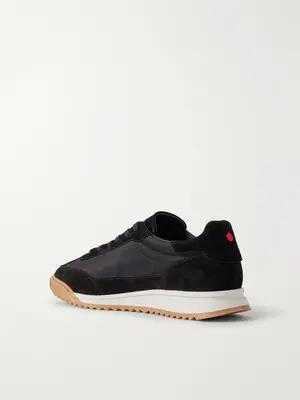Kiton Logo-embroidered Suede-trimmed Stretch-knit Sneakers