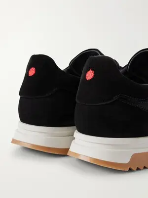 Kiton Logo-embroidered Suede-trimmed Stretch-knit Sneakers