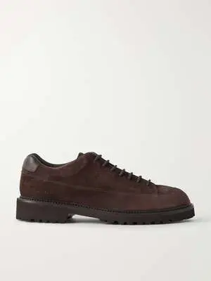 COMMON PROJECTS Leather-trimmed Suede Hiking Boots - Dark Brown