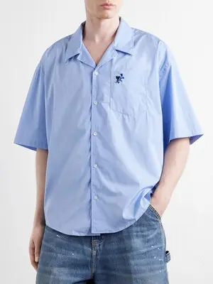 AMI Paris Logo-embroidered Cotton-poplin Shirt