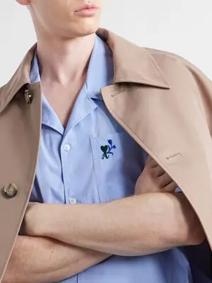AMI Paris Logo-embroidered Cotton-poplin Shirt