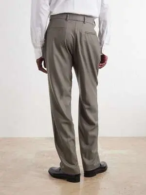 De Bonne Facture Virgin Wool Pleated Straight-leg Trousers