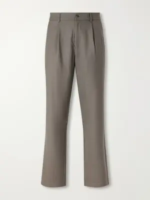 De Bonne Facture Virgin Wool Pleated Straight-leg Trousers - Green