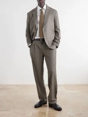 De Bonne Facture Virgin Wool Pleated Straight-leg Trousers
