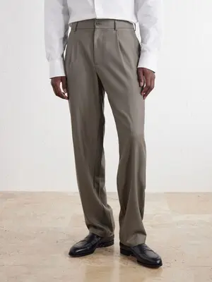 De Bonne Facture Virgin Wool Pleated Straight-leg Trousers