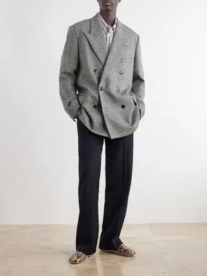 Dries Van Noten Double-breasted Wool Blazer - Gray