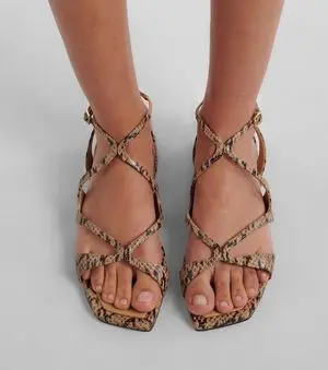JIMMY CHOO Ayla Snake-effect Leather Sandals