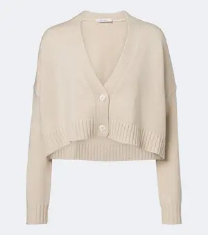 Max Mara Cropped Wool And Cashmere Cardigan - Beige
