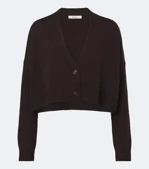 Max Mara Cropped Wool And Cashmere Cardigan - Brown
