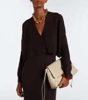Max Mara Cropped Wool And Cashmere Cardigan - Brown