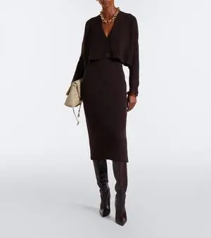 Max Mara Cropped Wool And Cashmere Cardigan - Brown