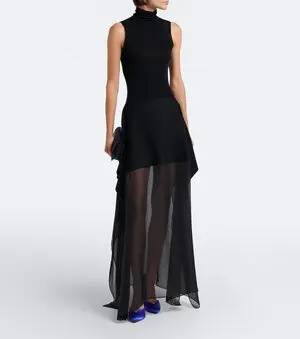 Sportmax Silk-trimmed Knitted Maxi Skirt