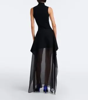 Sportmax Silk-trimmed Knitted Maxi Skirt