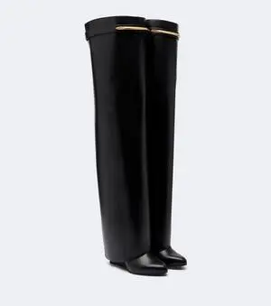 Givenchy Shark Pinch Leather Over-the-knee Boots - Black