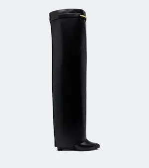 Givenchy Shark Pinch Leather Over-the-knee Boots - Black