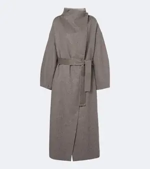 THE FRANKIE SHOP Leroy Reversible Wool-blend Wrap Coat - Grey