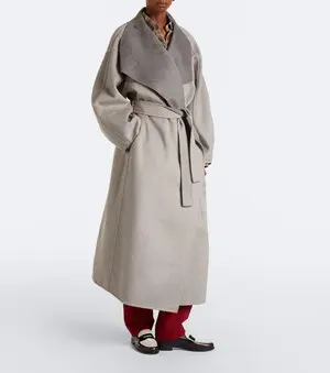 THE FRANKIE SHOP Leroy Reversible Wool-blend Wrap Coat - Grey