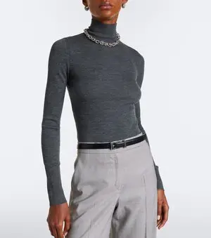 Max Mara Ribbed-knit Virgin Wool Sweater - Grey