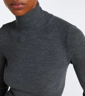 Max Mara Ribbed-knit Virgin Wool Sweater - Grey