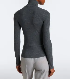 Max Mara Ribbed-knit Virgin Wool Sweater - Grey