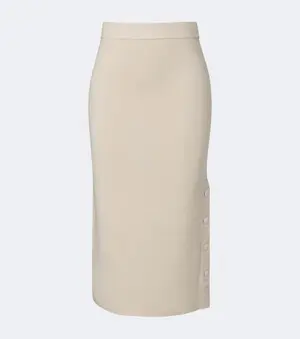 Max Mara Wool And Cashmere Midi Skirt Beige