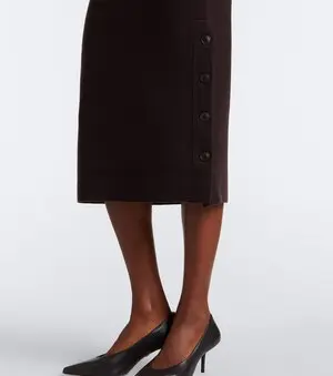 Max Mara Wool And Cashmere Midi Skirt - Brown