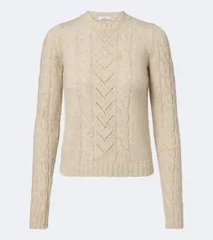 Max Mara Cable-knit Wool And Cashmere-blend Sweater - Beige